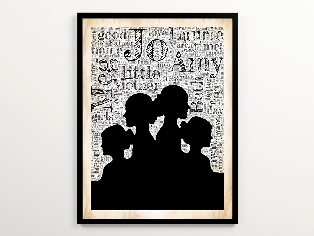 Little Women Word Cloud Art Featuring 2000 Words of the Book, Louisa ...
