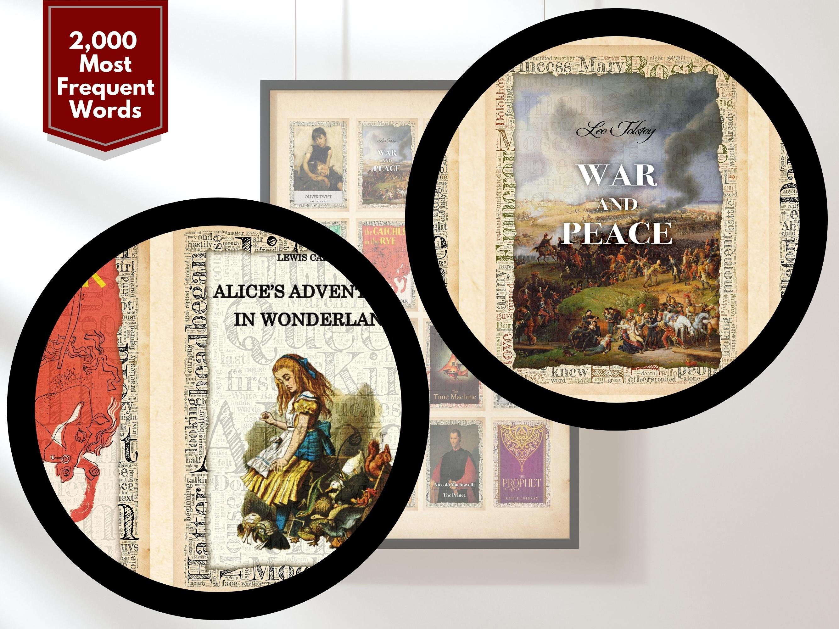 Vintage Book Cover Gallery Poster, Literary Classics Print, Word Cloud ...