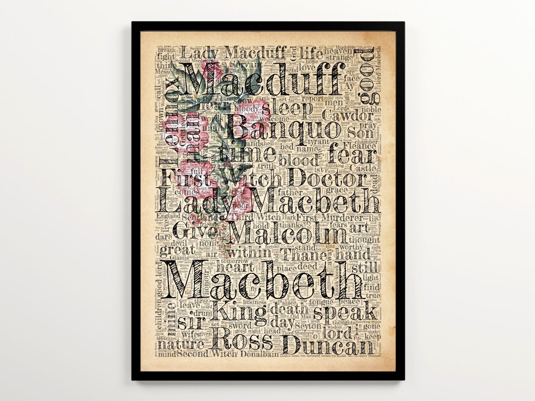 Shakespeare's MACBETH Vintage Word Cloud Printable Featuring 2000 Words ...