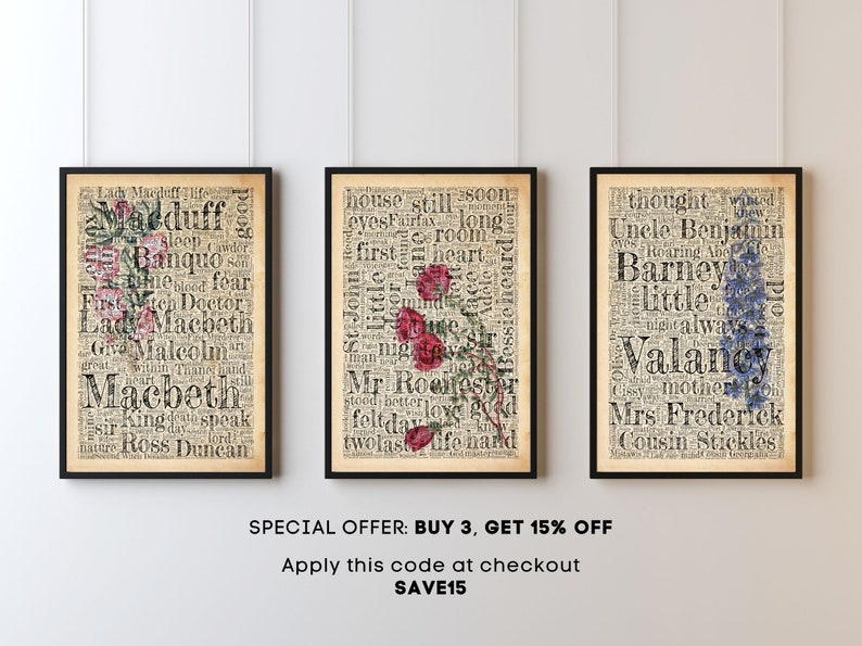 Emily Brontë's JANE EYRE Vintage Word Cloud Printable, Instant Download ...