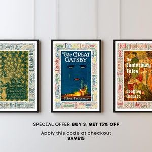 The Great Gatsby Book Cover Art Printable, American Novel Poster ...