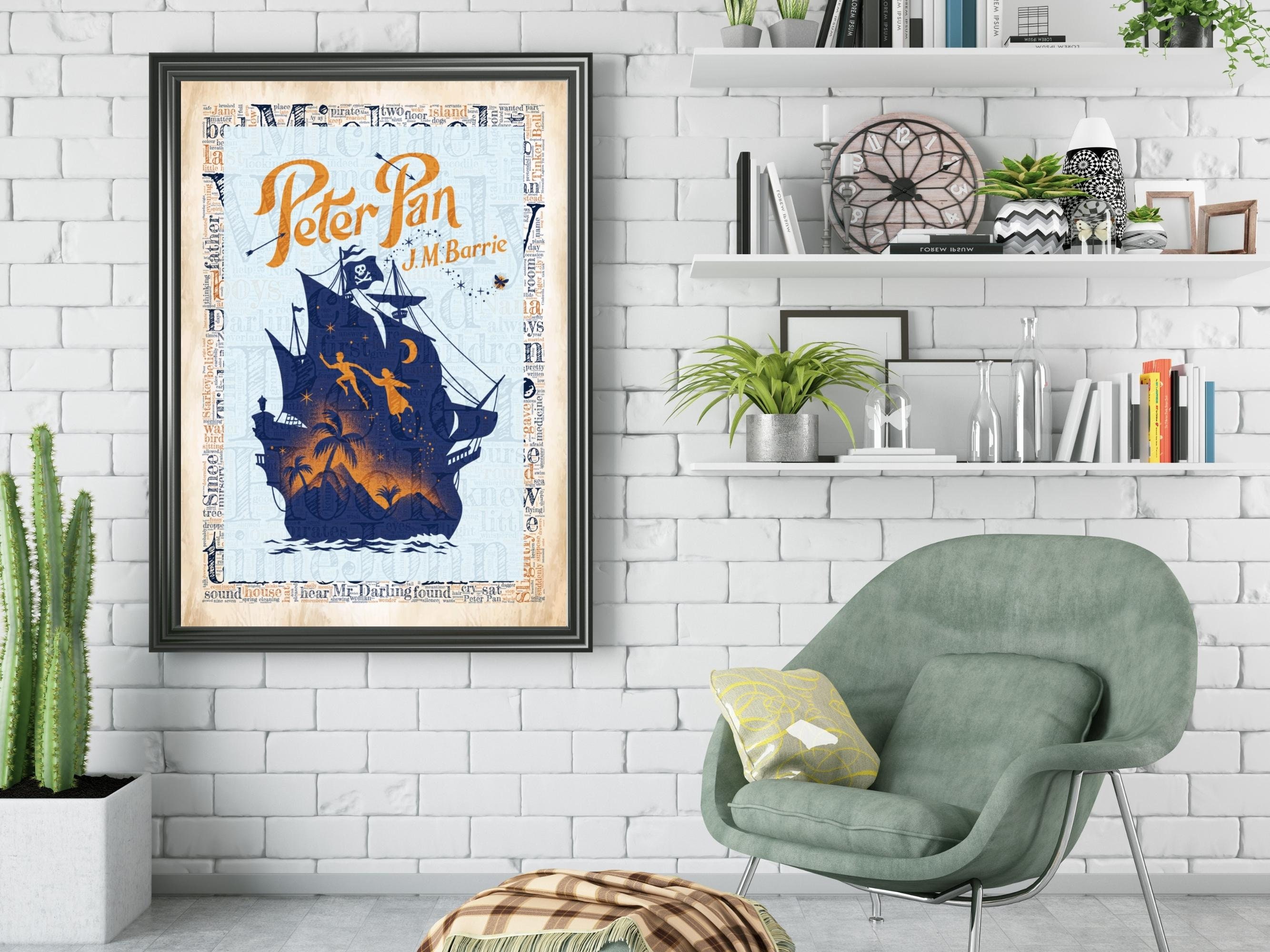 J M Barrie's Peter Pan Book Cover on Peter Pan Word Cloud, Children's ...