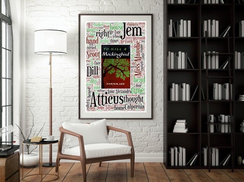 Harper Lee's to Kill a Mockingbird Literary Word Cloud Poster, Southern ...