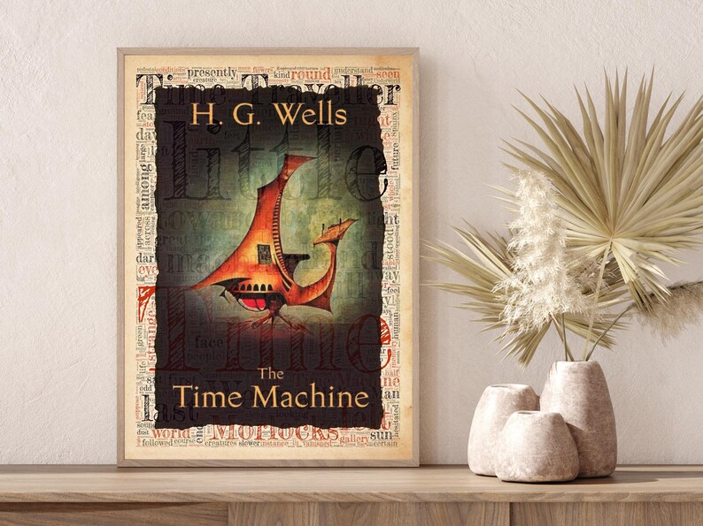 H G Wells' the Time Machine Book Cover on a Vintage Word Cloud, Sci Fi ...