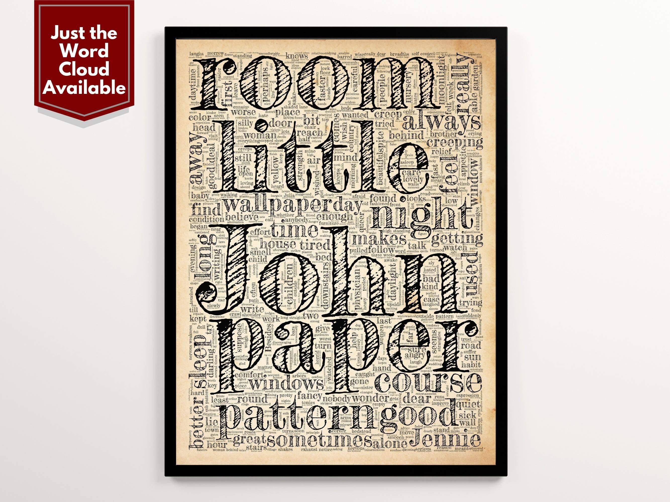 The Yellow Wallpaper Book Cover on a Vintage Word Cloud, Charlotte ...