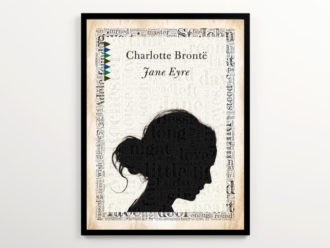 Charlotte Brontë Jane Eyre Book Cover Art With 2000 Words of the Book ...