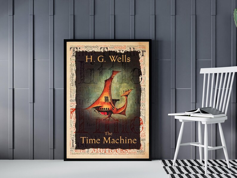 H G Wells' the Time Machine Book Cover on a Vintage Word Cloud, Sci Fi ...