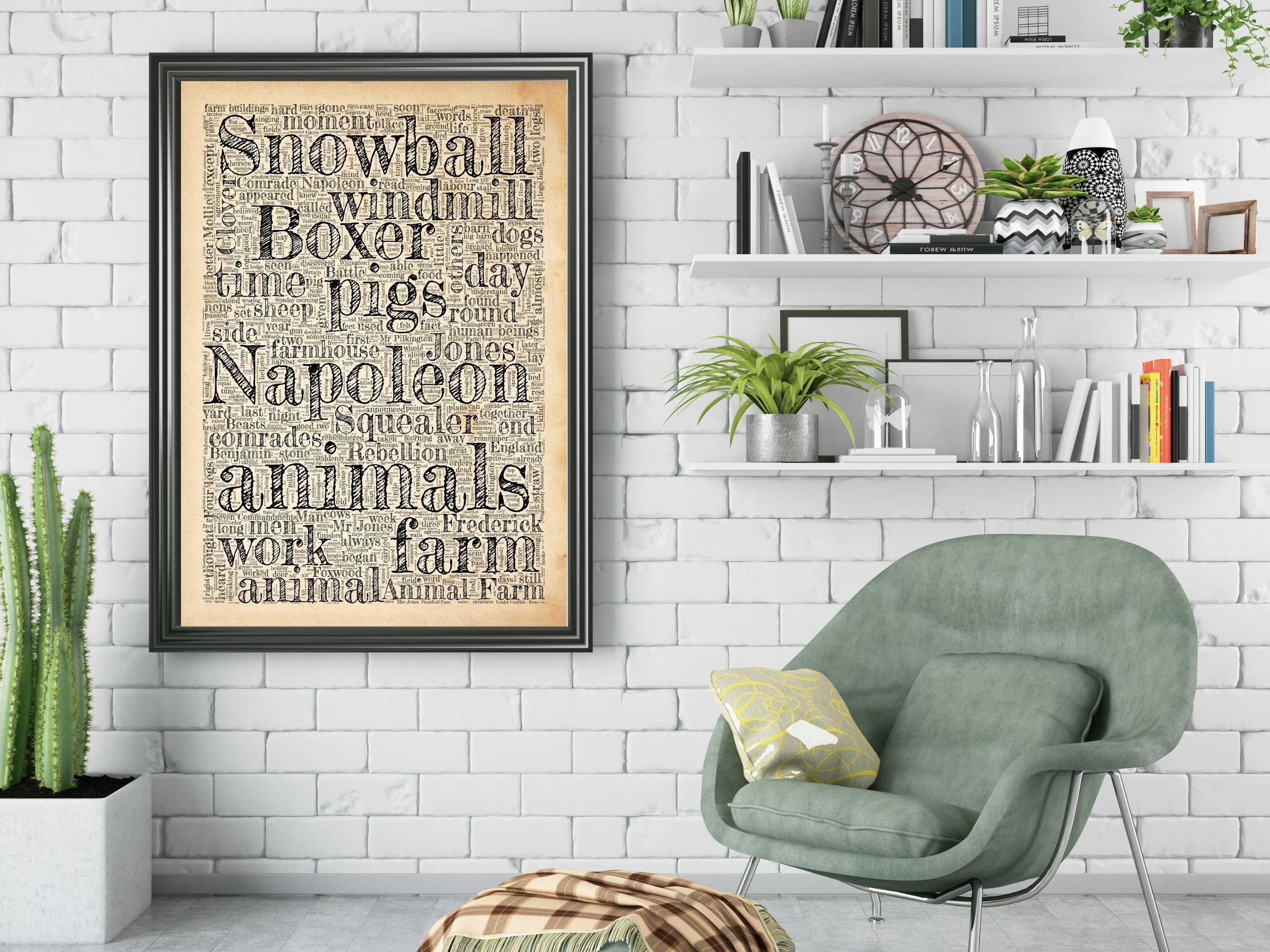 George Orwell Animal Farm Vintage Word Cloud Featuring 2000 Words of ...