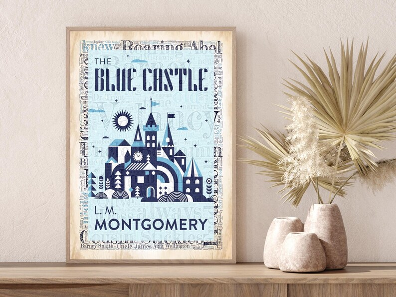 The Blue Castle Book Cover on Vintage Word Cloud Featuring 2000 Most ...
