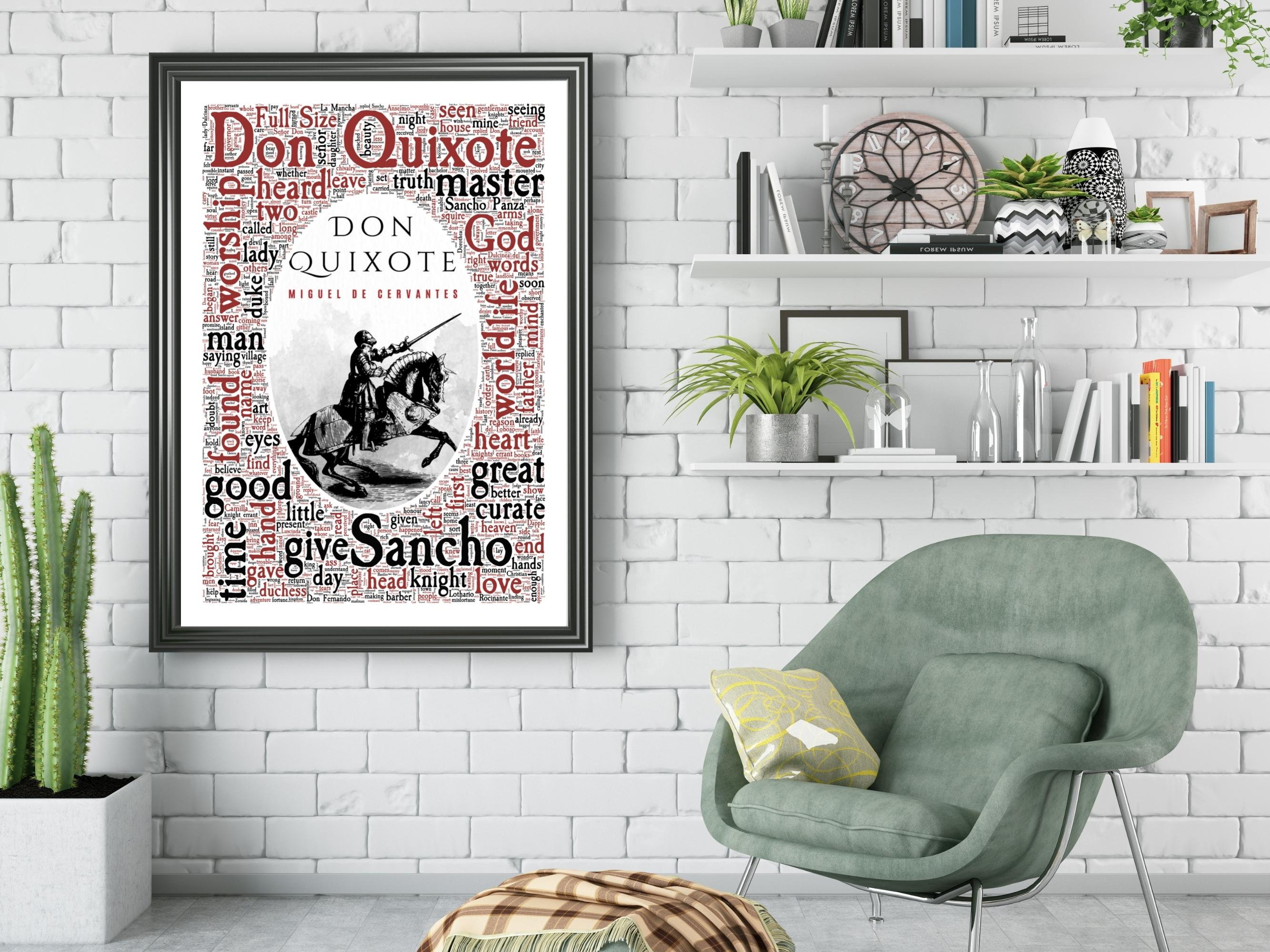Miguel De Cervantes'don Quixote Word Cloud Spanish Novel - Etsy