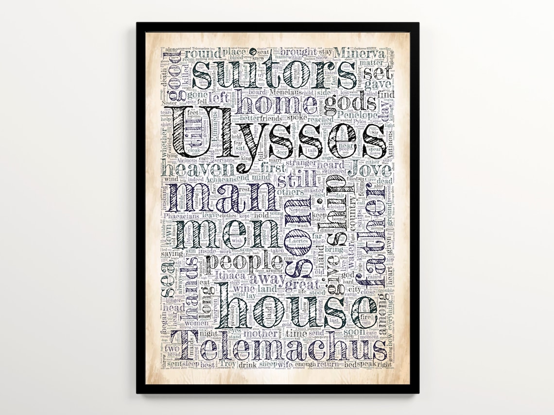 The Odyssey Book Cover Art With 2000 Words of the Book Homer - Etsy