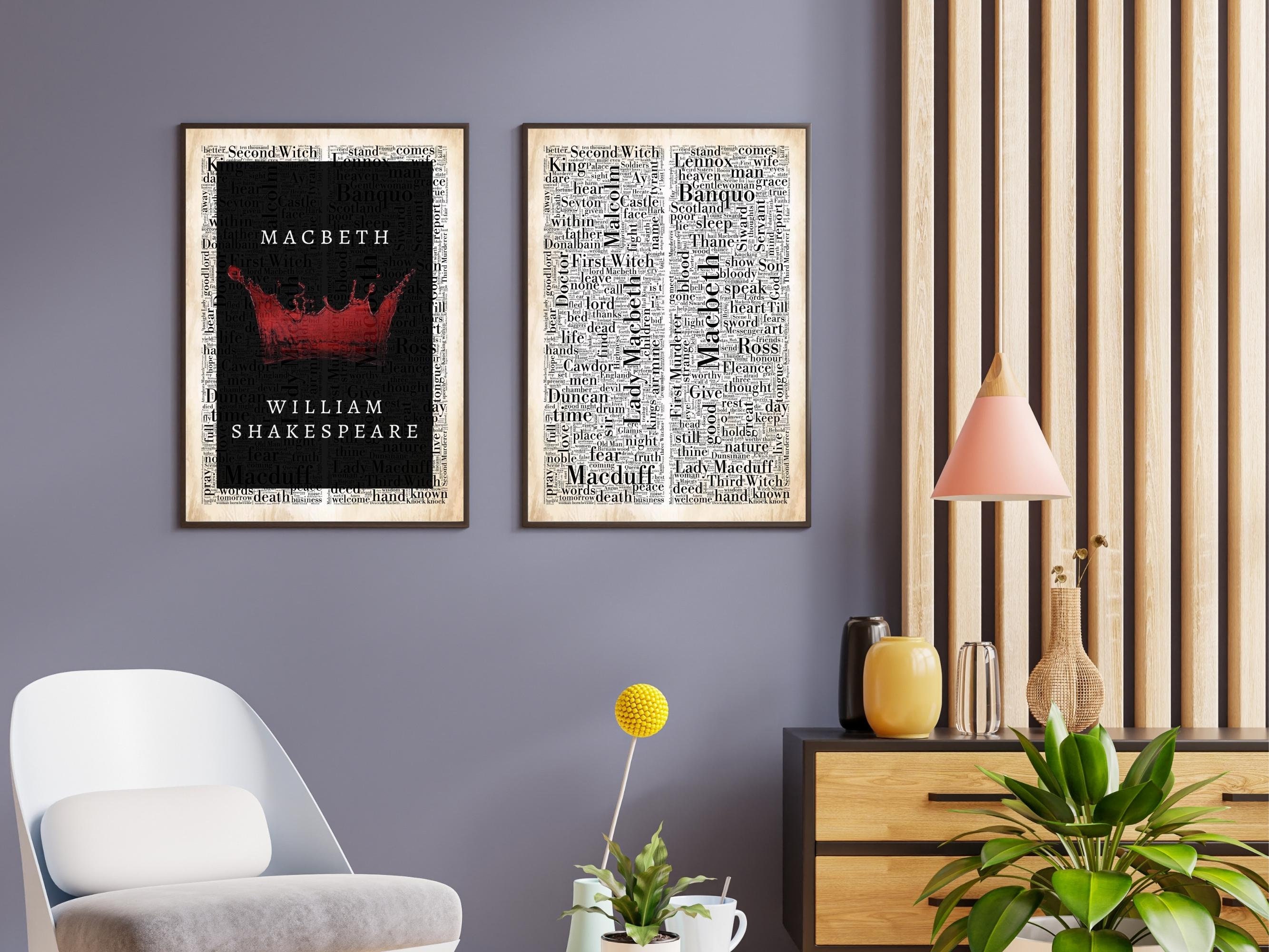 Macbeth Book Cover Art Featuring 2000 Words of the Book, Macbeth Word ...