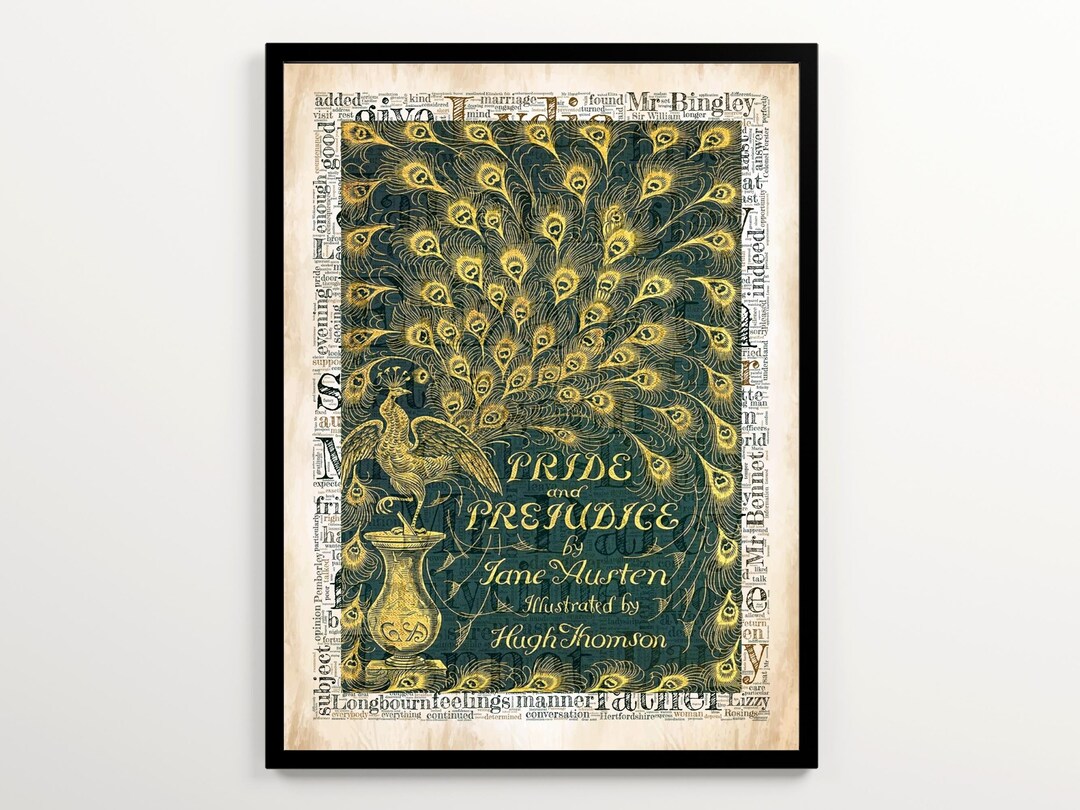 Pride and Prejudice First Edition Book Cover on a Vintage Word Cloud ...