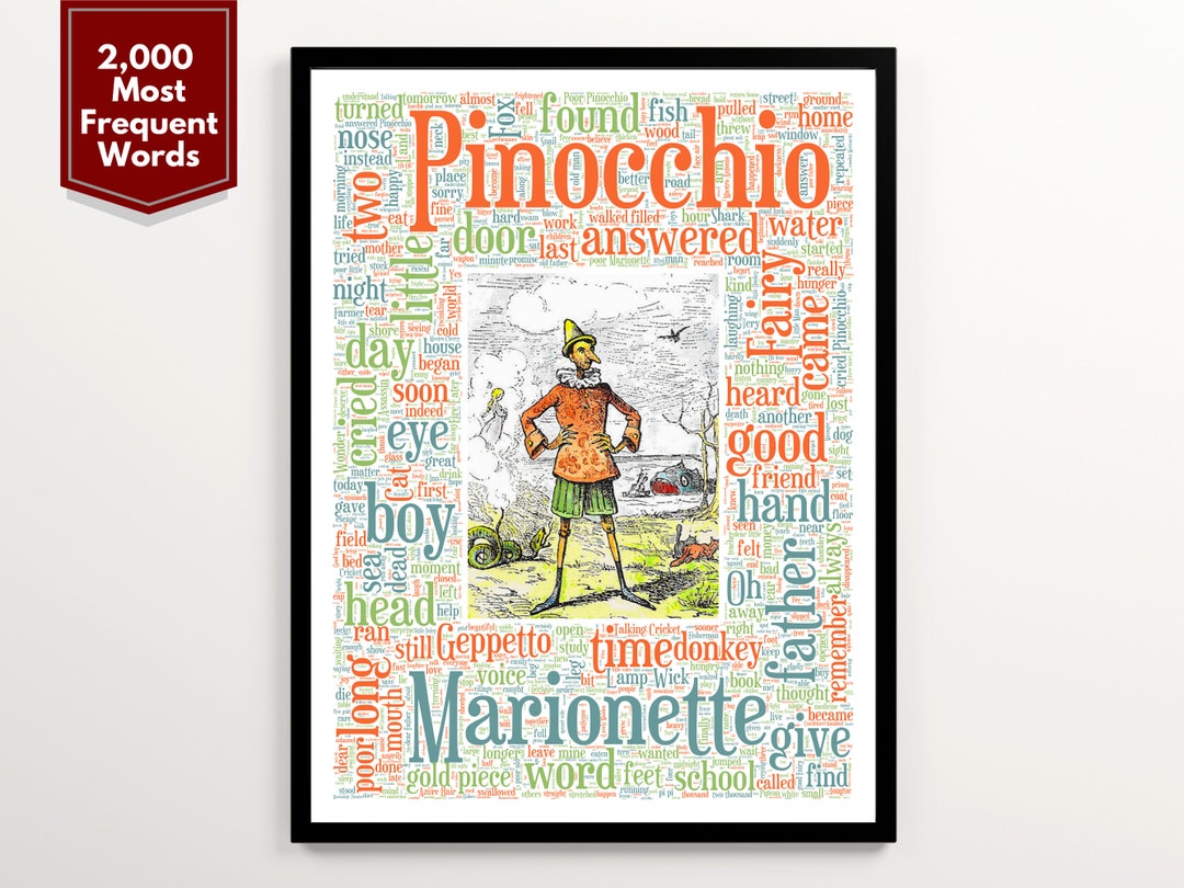 Pinocchio Wall Art Featuring 2000 Words of the Book, Children's Book ...