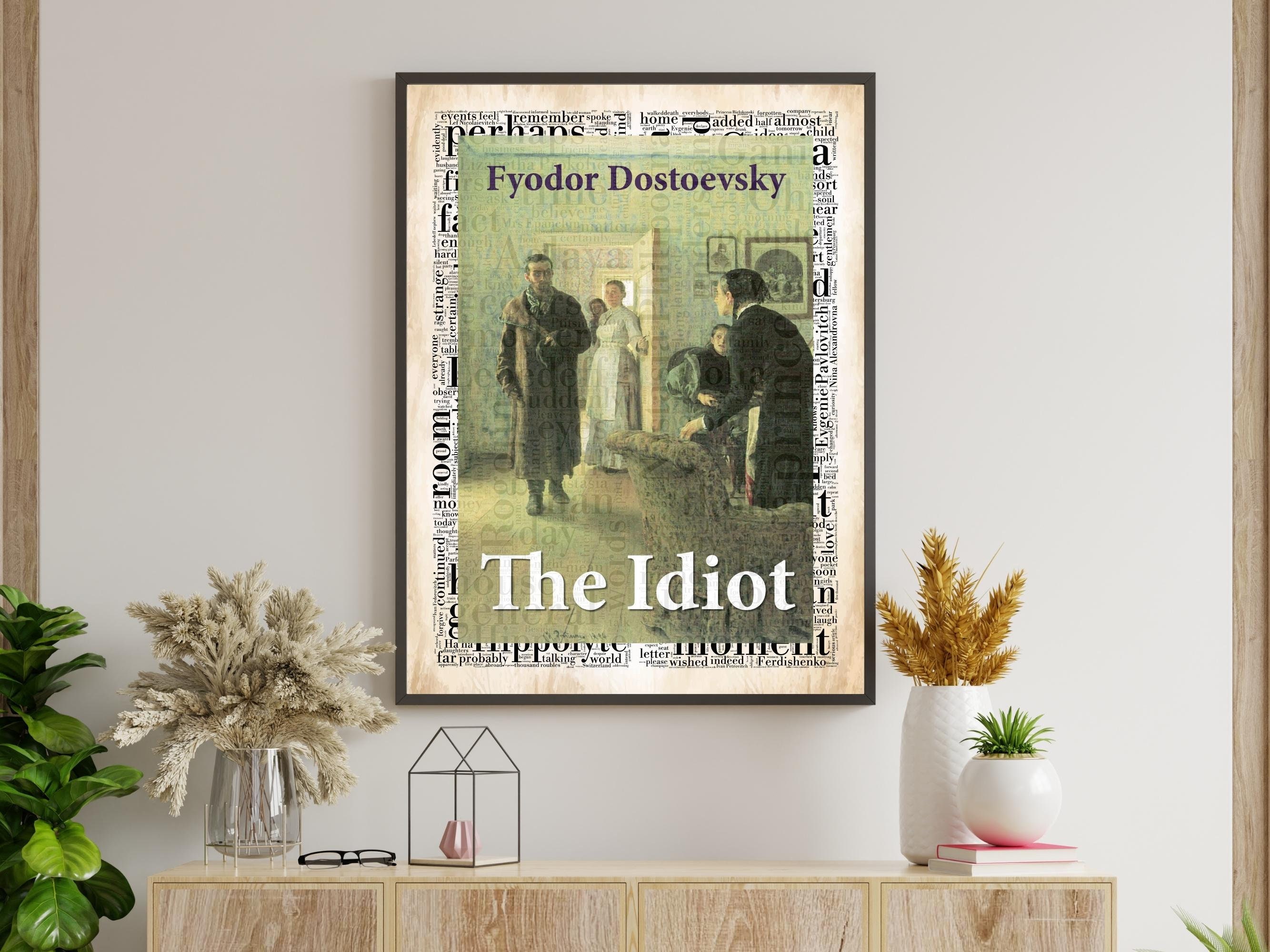 The Idiot Book Cover and Word Cloud Art, Set of 2 Prints, Fyodor ...