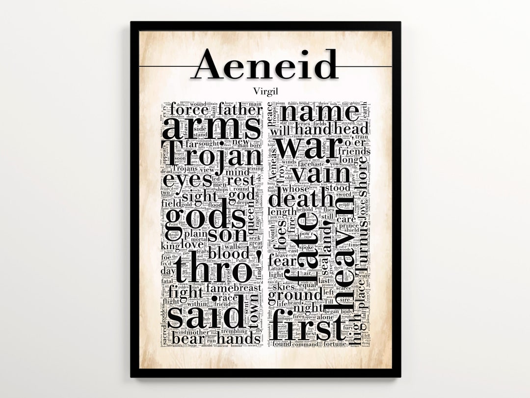 The Aeneid Word Cloud Featuring 2000 Words of the Book, Virgil Word Art ...