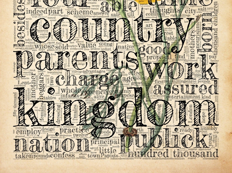 Jonathan Swift's A Modest Proposal Vintage Word Cloud Featuring 2000 ...