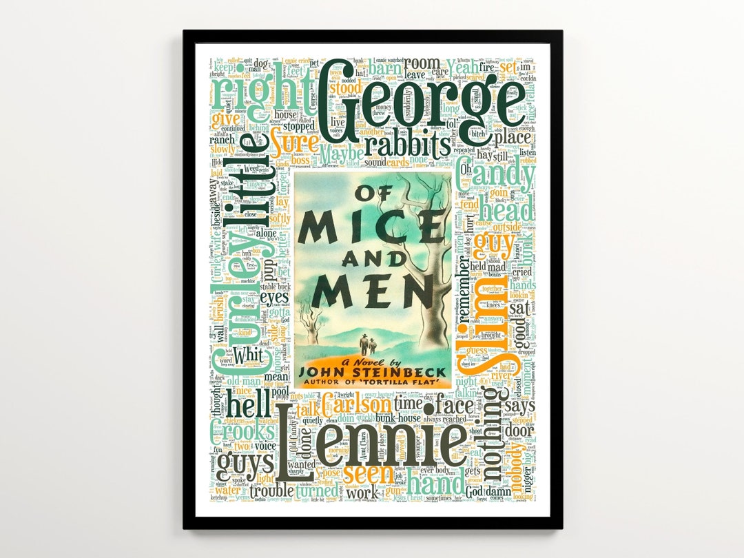 Of Mice and Men Word Cloud, John Steinbeck Book Cover Art Printable ...
