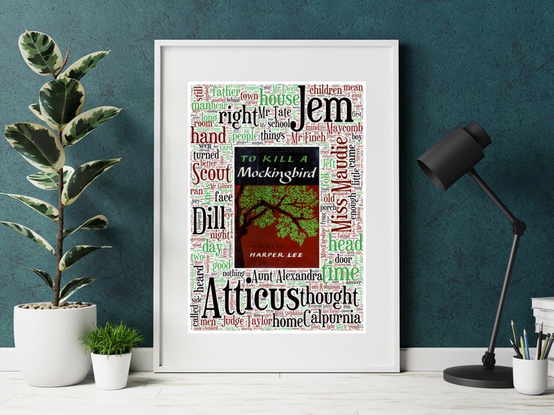 Harper Lee's to Kill a Mockingbird Literary Word Cloud Poster, Southern ...