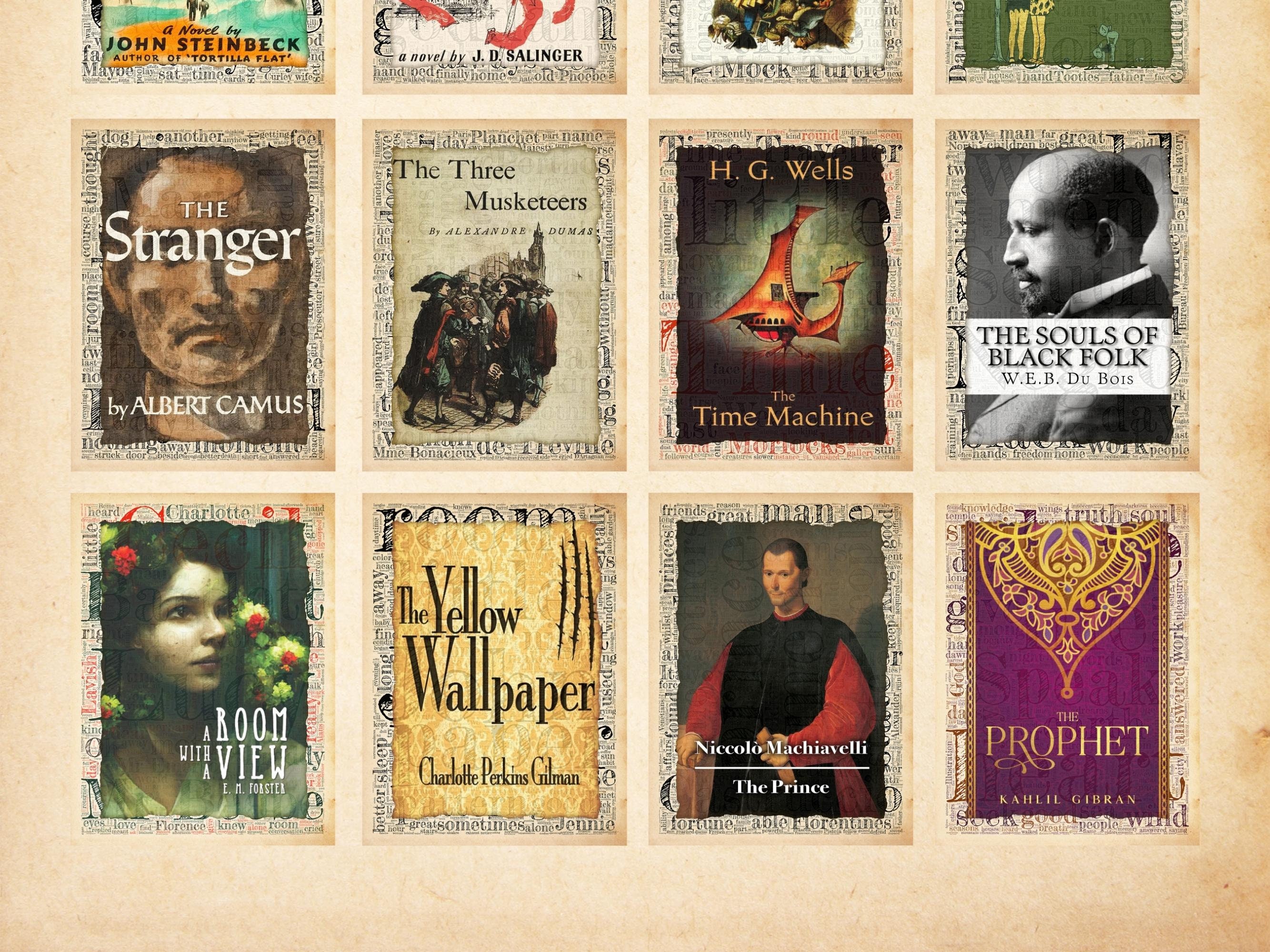 Vintage Book Cover Gallery Poster, Literary Classics Print, Word Cloud ...