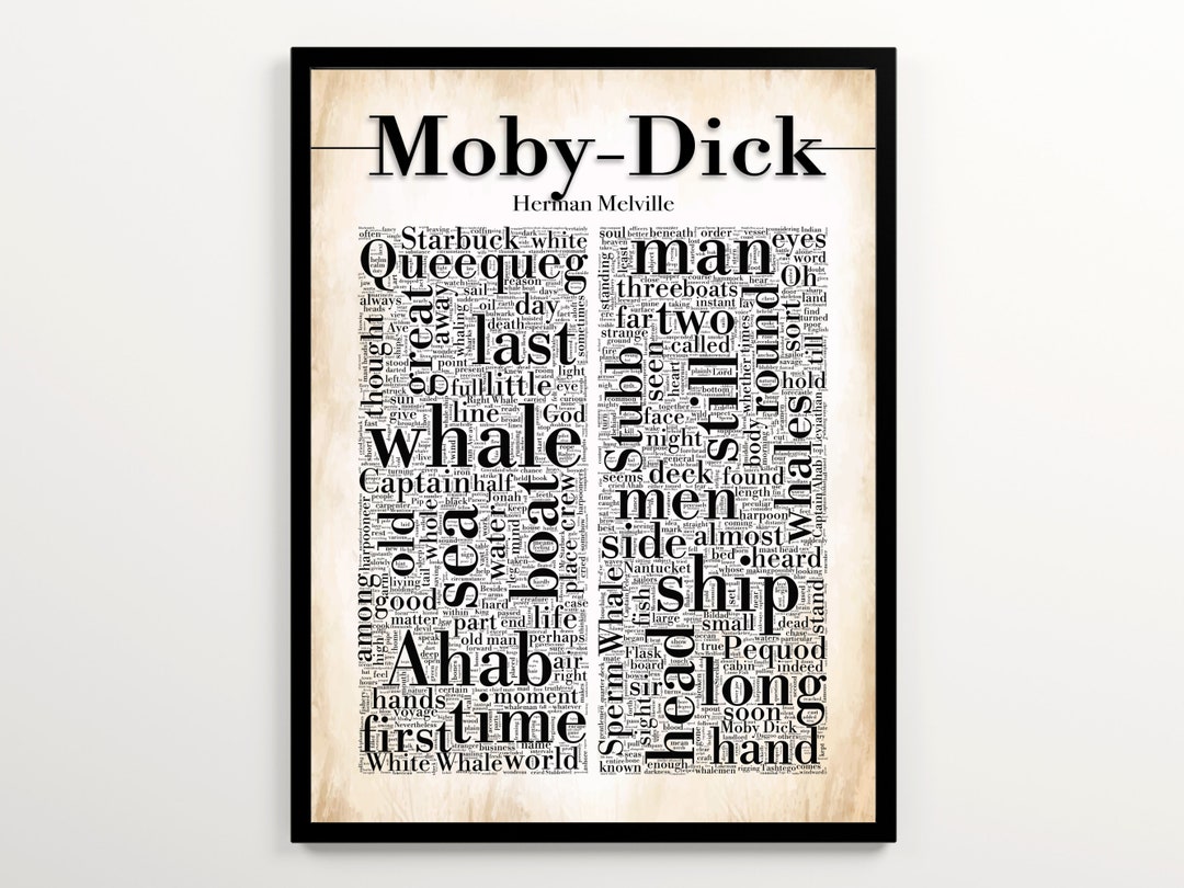 Herman Melville Moby-dick Printable Word Cloud Featuring 2000 Words of ...