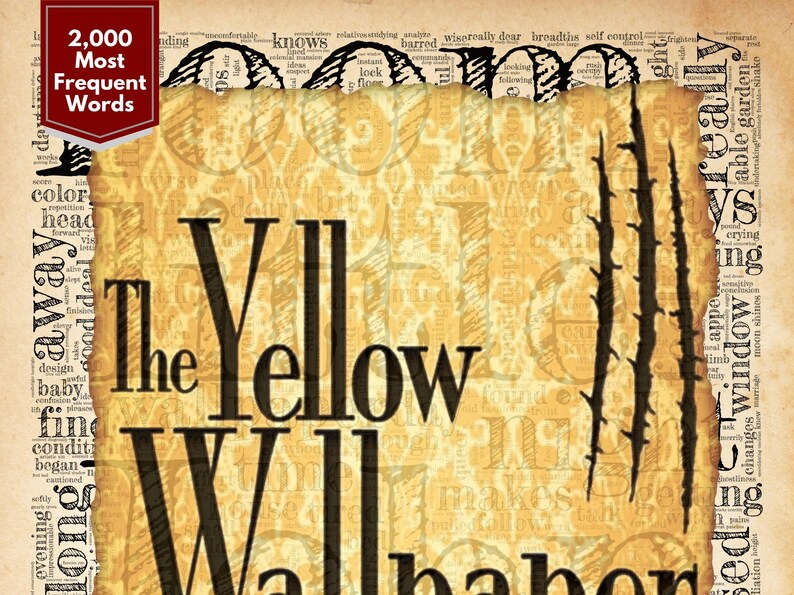 The Yellow Wallpaper Book Cover on a Vintage Word Cloud, Charlotte ...