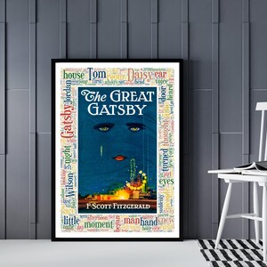 The Great Gatsby Book Cover Art Printable, American Novel Poster ...
