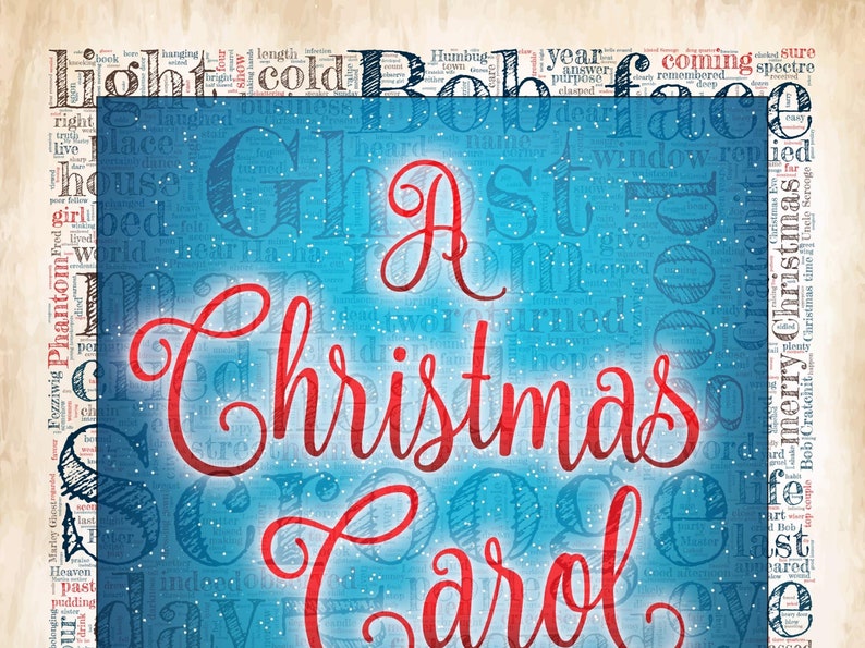 Charles Dicken's A Christmas Carol Set of 2 Prints: Book Cover + Word ...