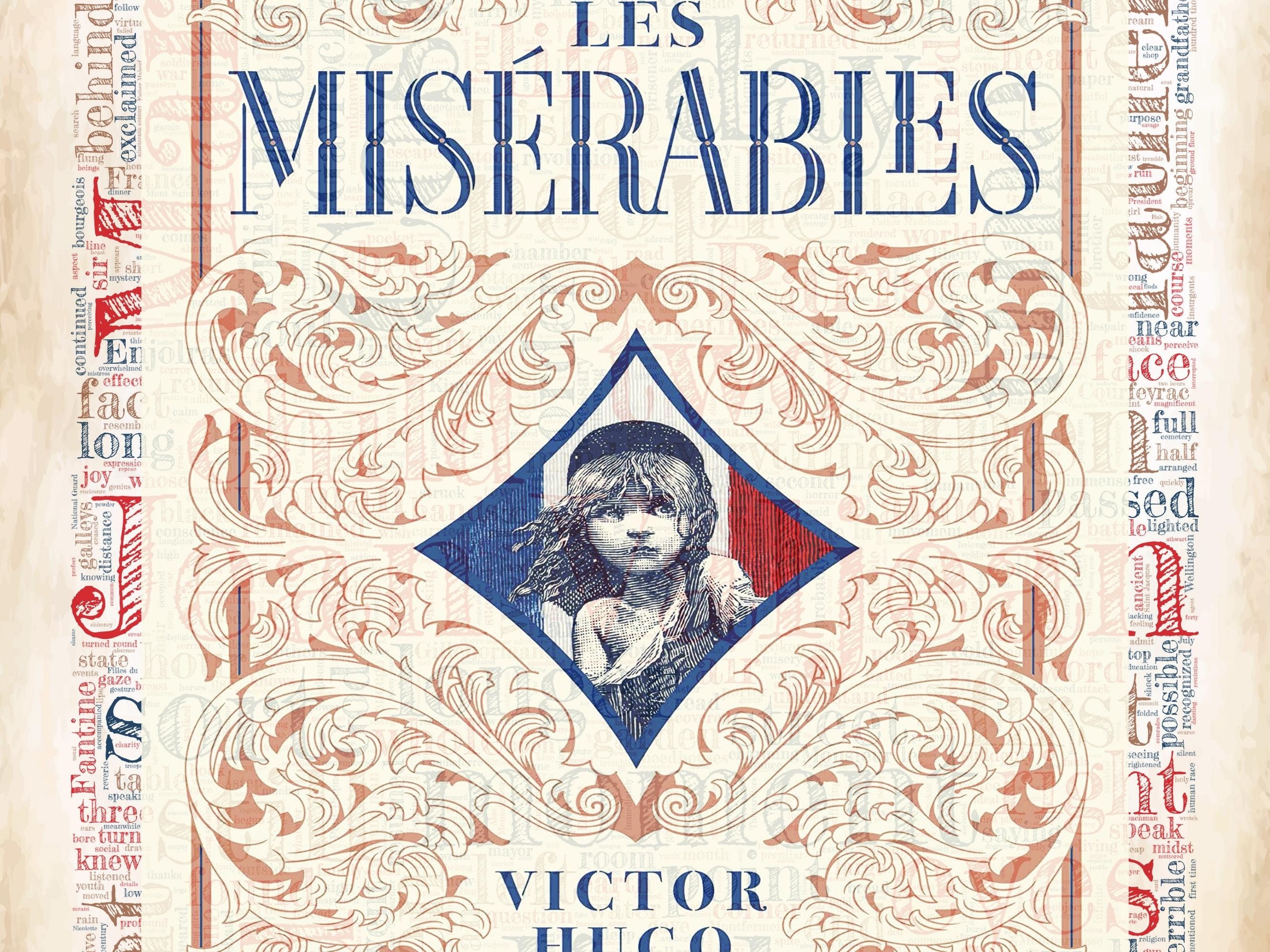 Les Miserables Book Cover & Word Cloud Art, Set of 2 Prints, Victor ...
