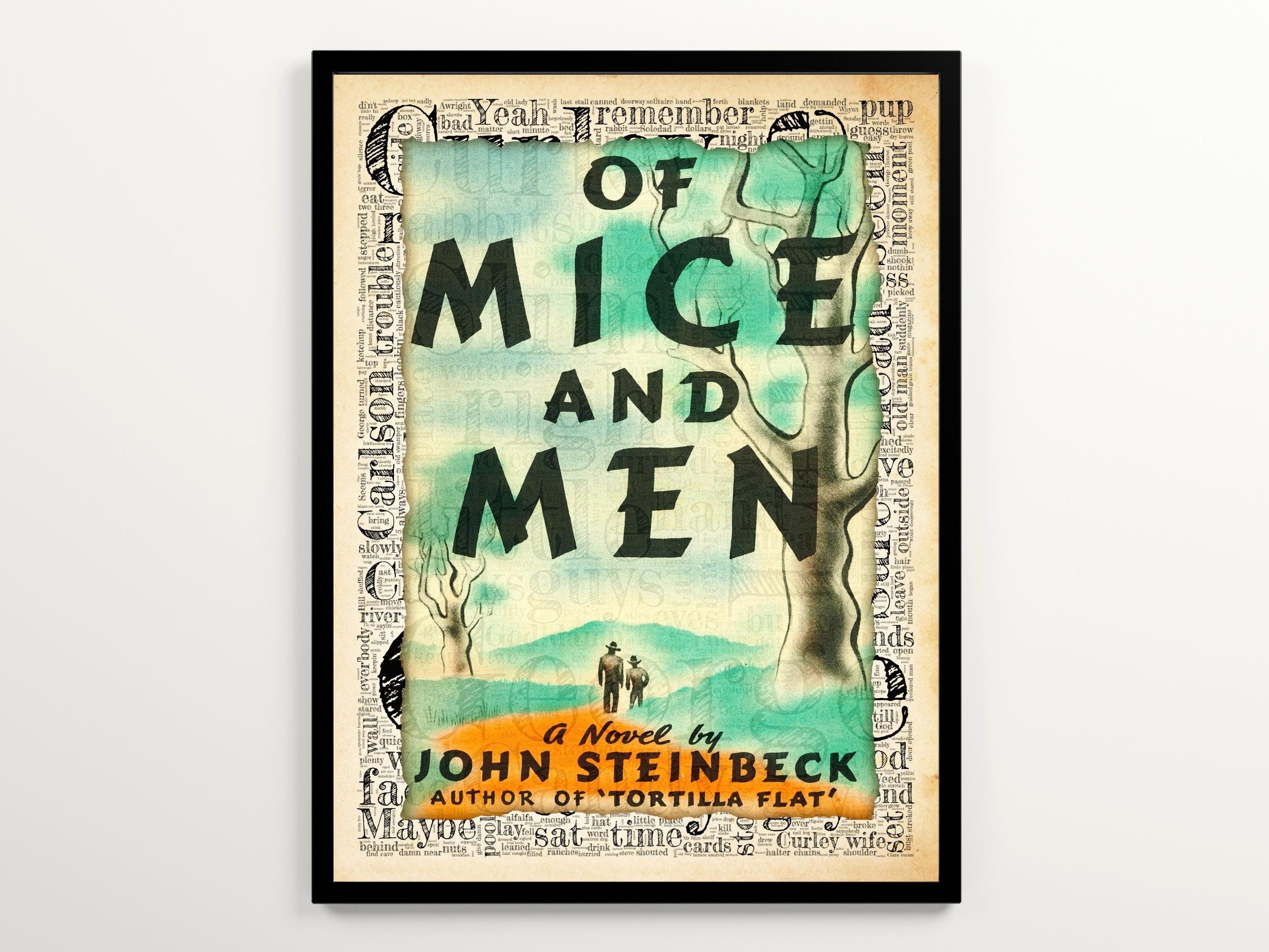 Of Mice and Men Vintage Book Cover Art on Word Cloud Background, John ...