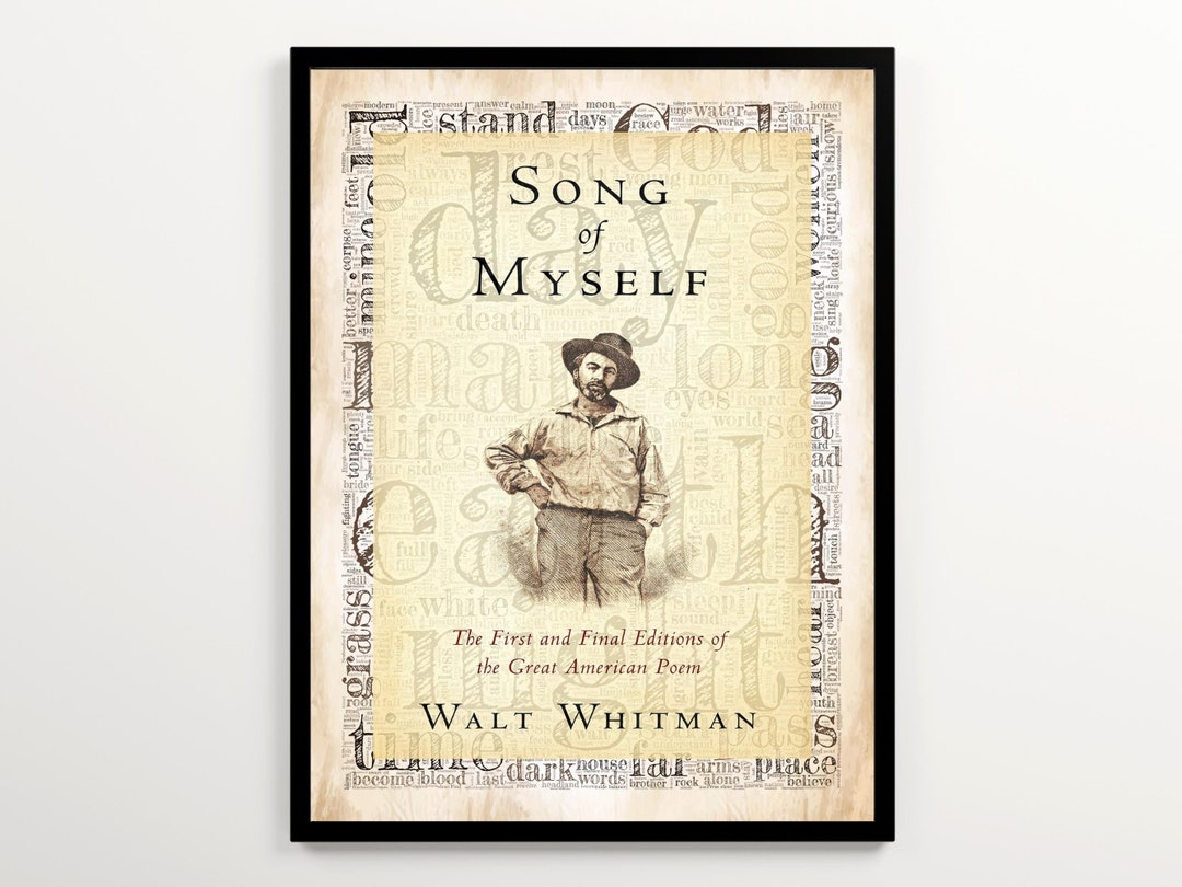 Walt Whitman Song of Myself Book Cover and Word Cloud Art, Set of 2 ...