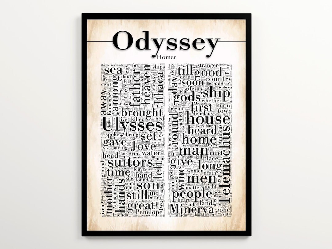 The Odyssey Printable Word Cloud Featuring 2000 Words of the Book ...