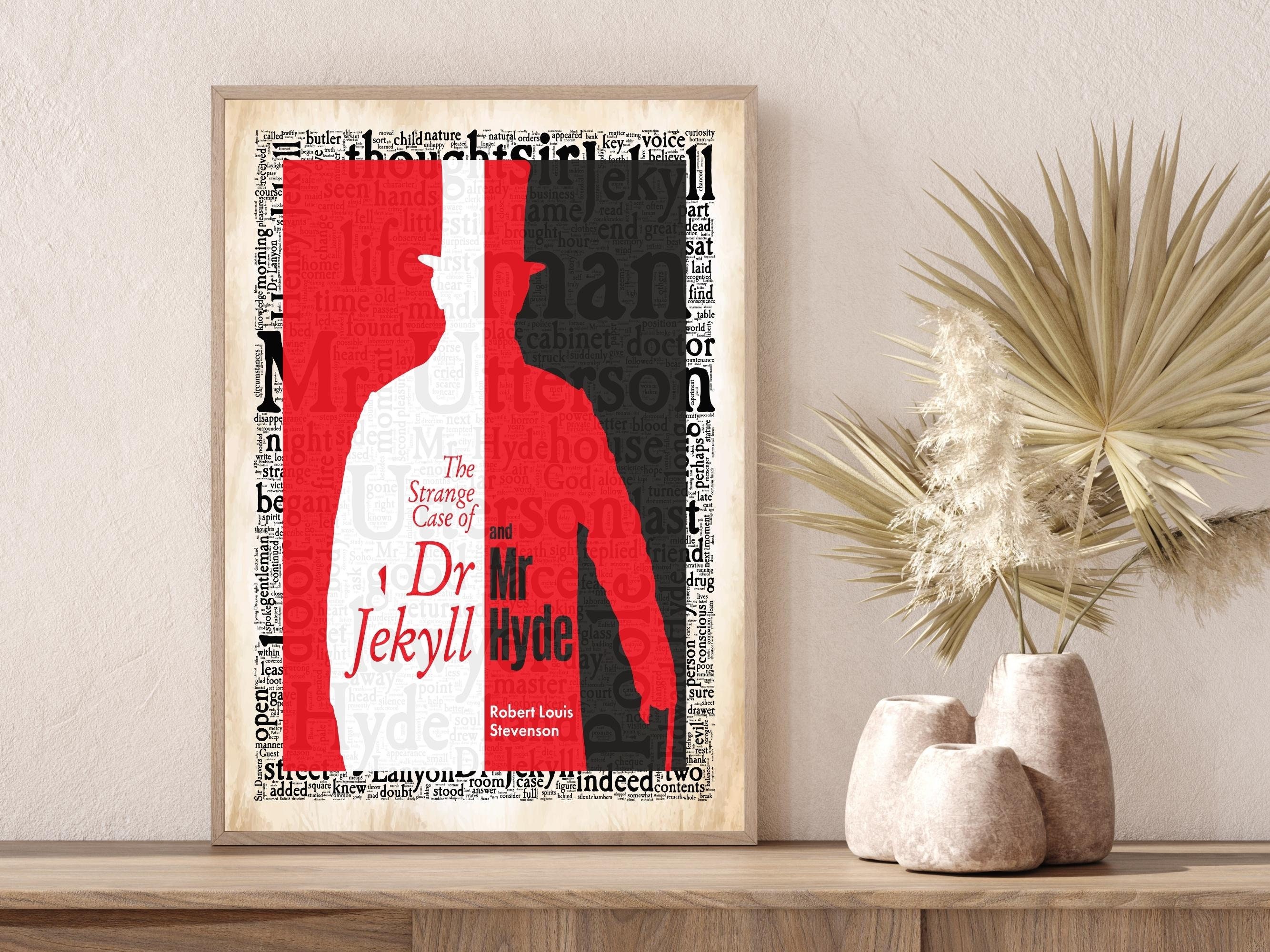 Mr Jekyll and Mr Hyde Book Cover Art on a Vintage Word Cloud Featuring ...