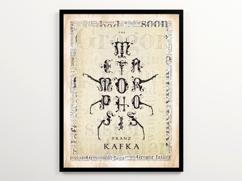 Franz Kafka the Metamorphosis Book Cover on Vintage Word Cloud ...