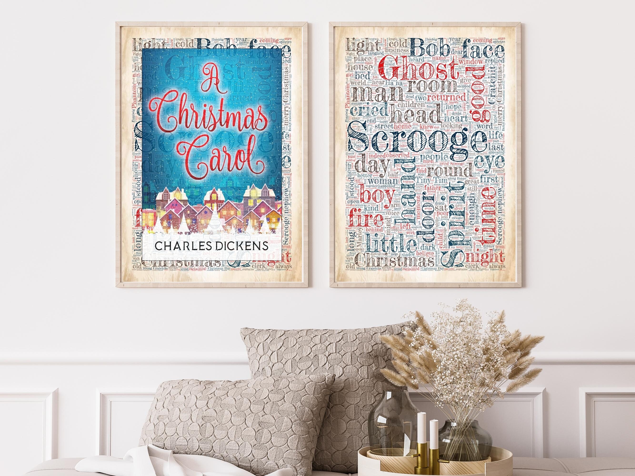 Charles Dicken's A Christmas Carol Set of 2 Prints: Book Cover + Word ...