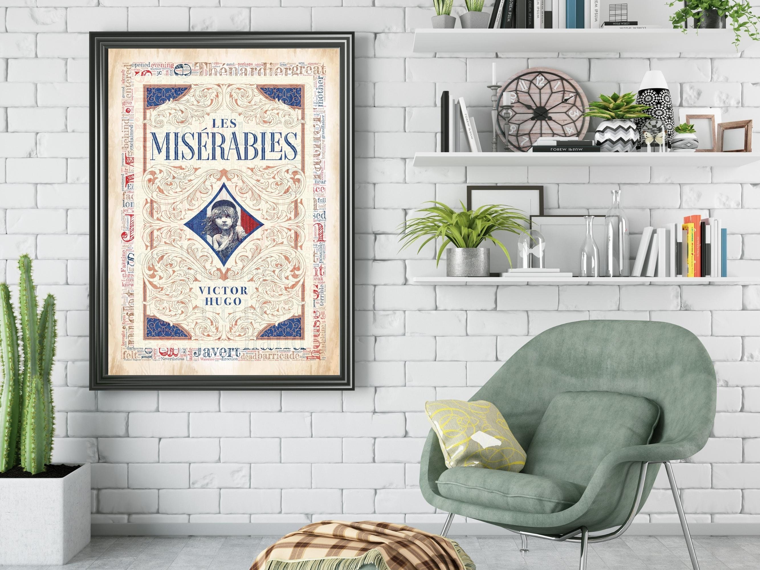 Les Miserables Book Cover & Word Cloud Art, Set of 2 Prints, Victor ...