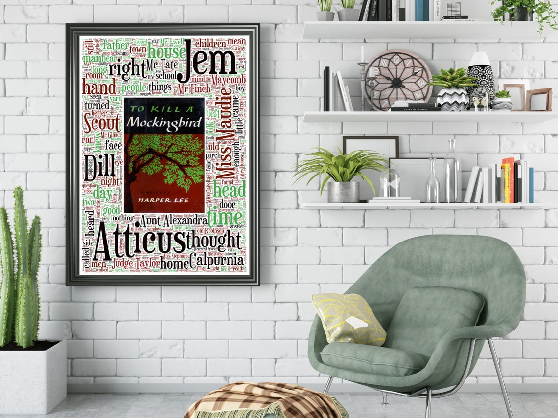 Harper Lee's to Kill a Mockingbird Literary Word Cloud Poster, Southern ...