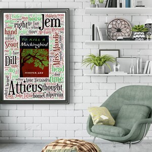 Harper Lee's to Kill a Mockingbird Literary Word Cloud Poster, Southern ...
