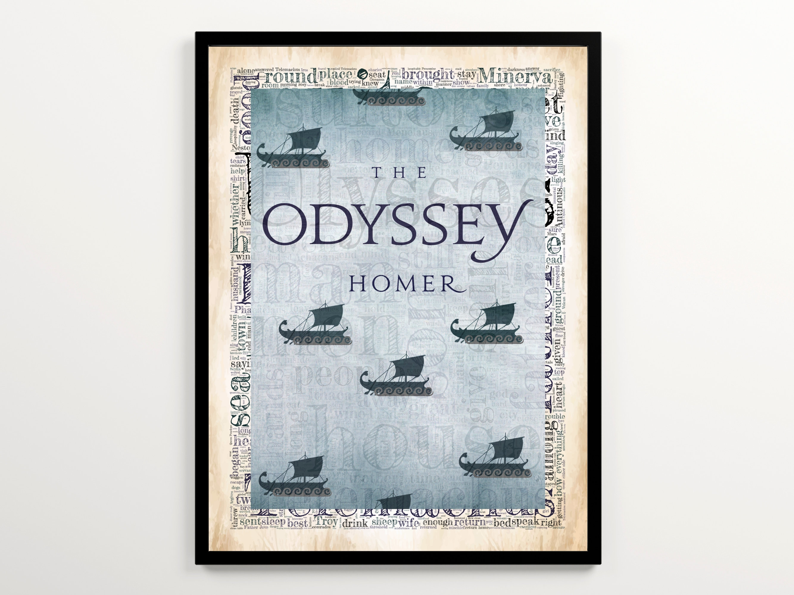 The Odyssey Book Cover Art With 2000 Words of the Book, Homer Set of 2 ...