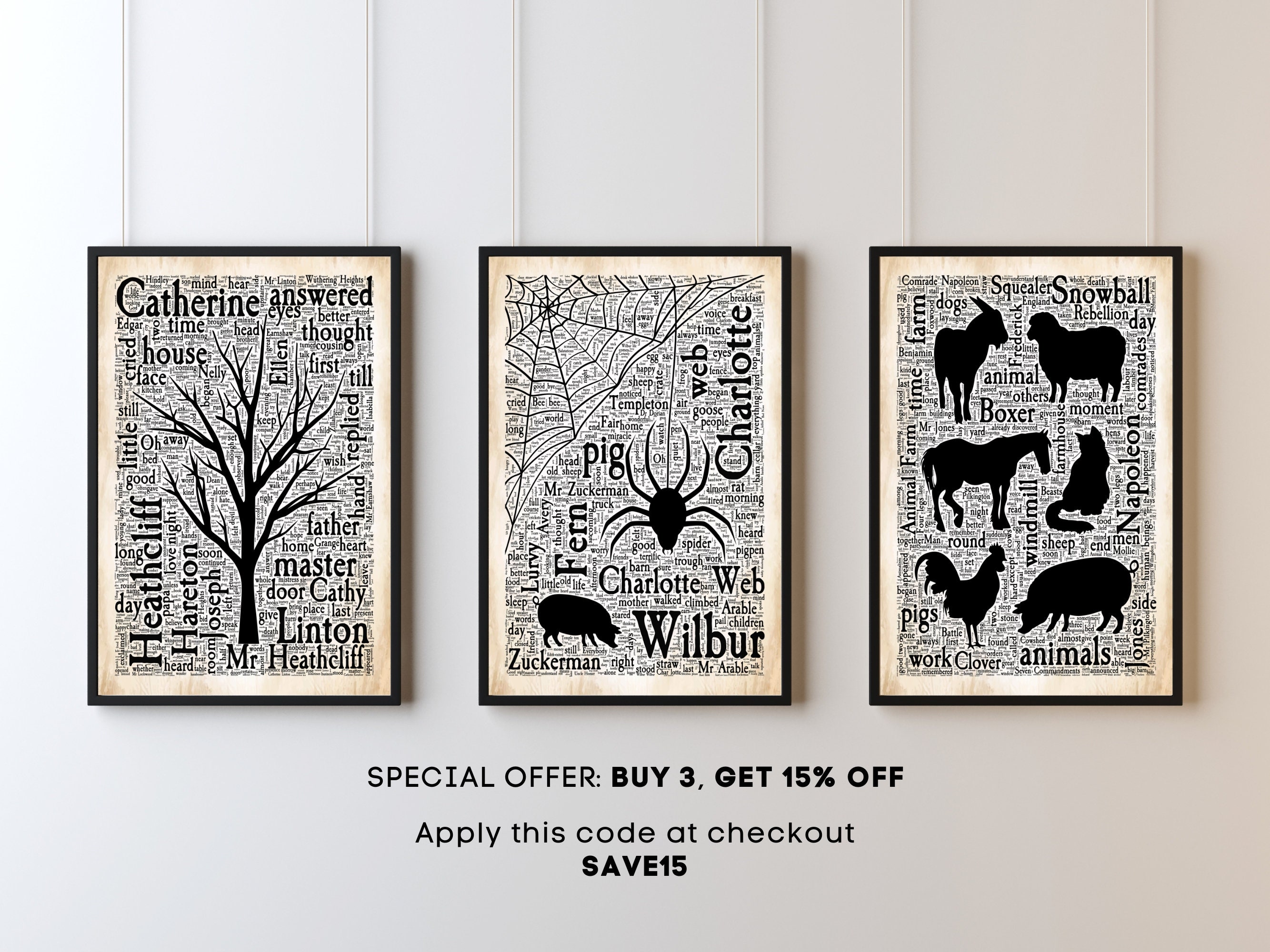 E. B. White's Charlotte's Web Vintage Word Cloud Featuring 2000 Words ...