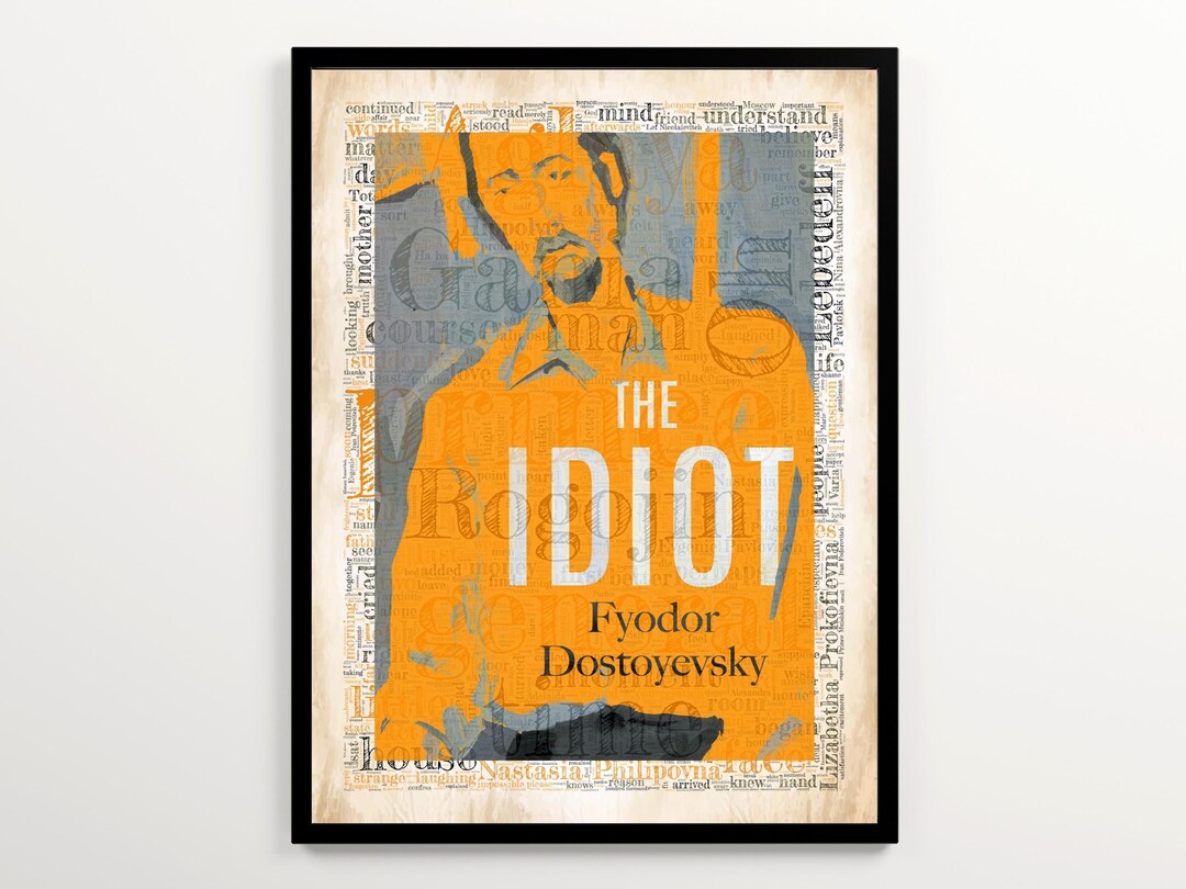 The Idiot Book Cover on a Vintage Word Cloud Featuring 2000 Most ...
