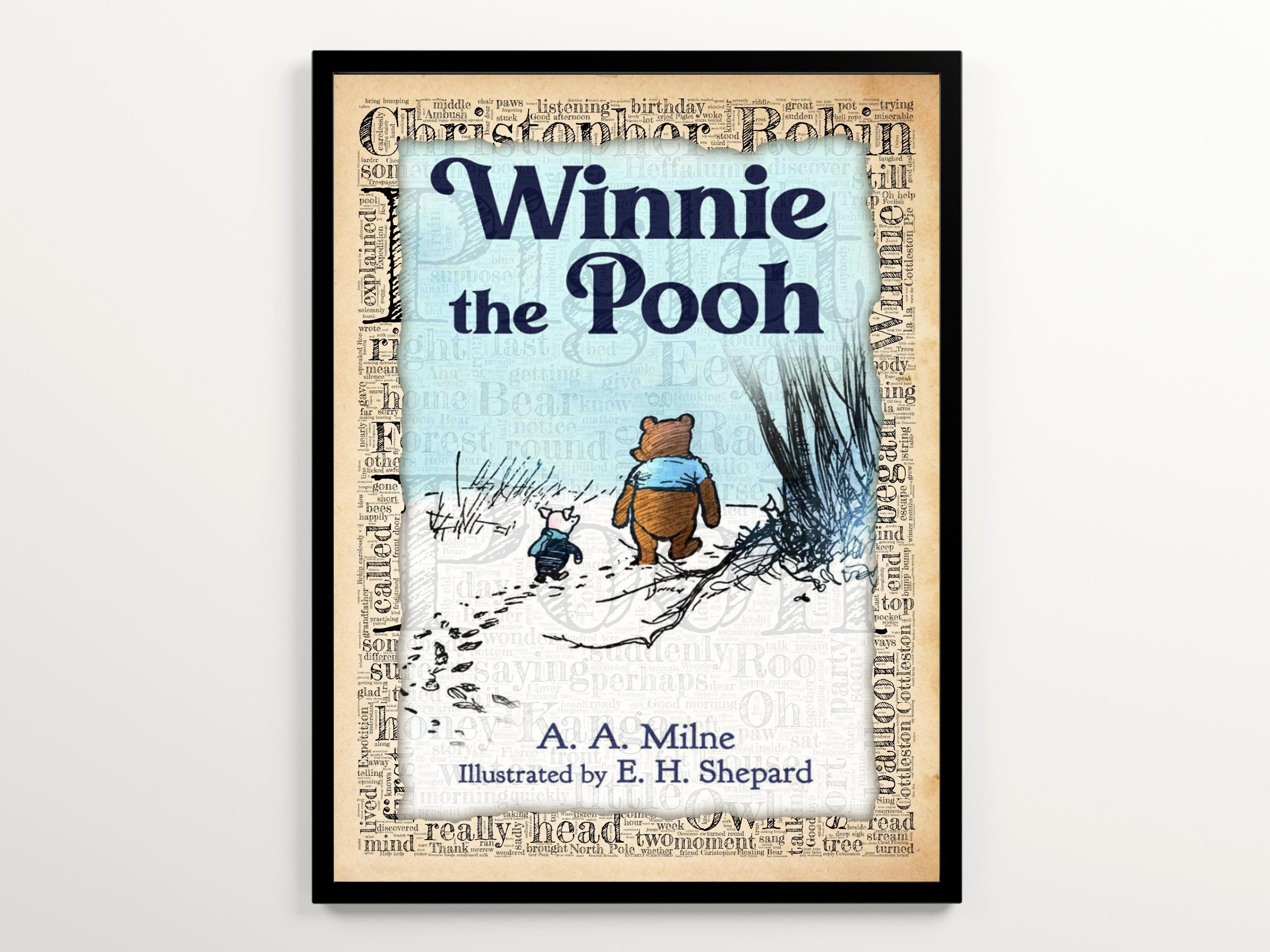 Winnie the Pooh Book Cover on Vintage Word Cloud, Children's Book ...