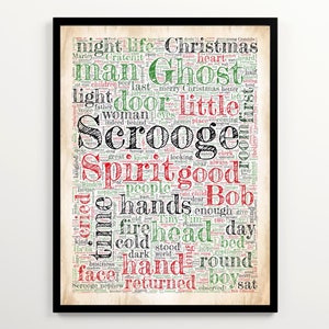 A Christmas Carol Book Cover and Word Cloud Art, Set of 2 Digital ...