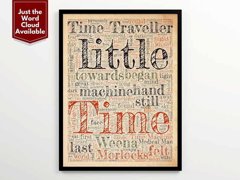 H G Wells' the Time Machine Book Cover on a Vintage Word Cloud, Sci Fi ...