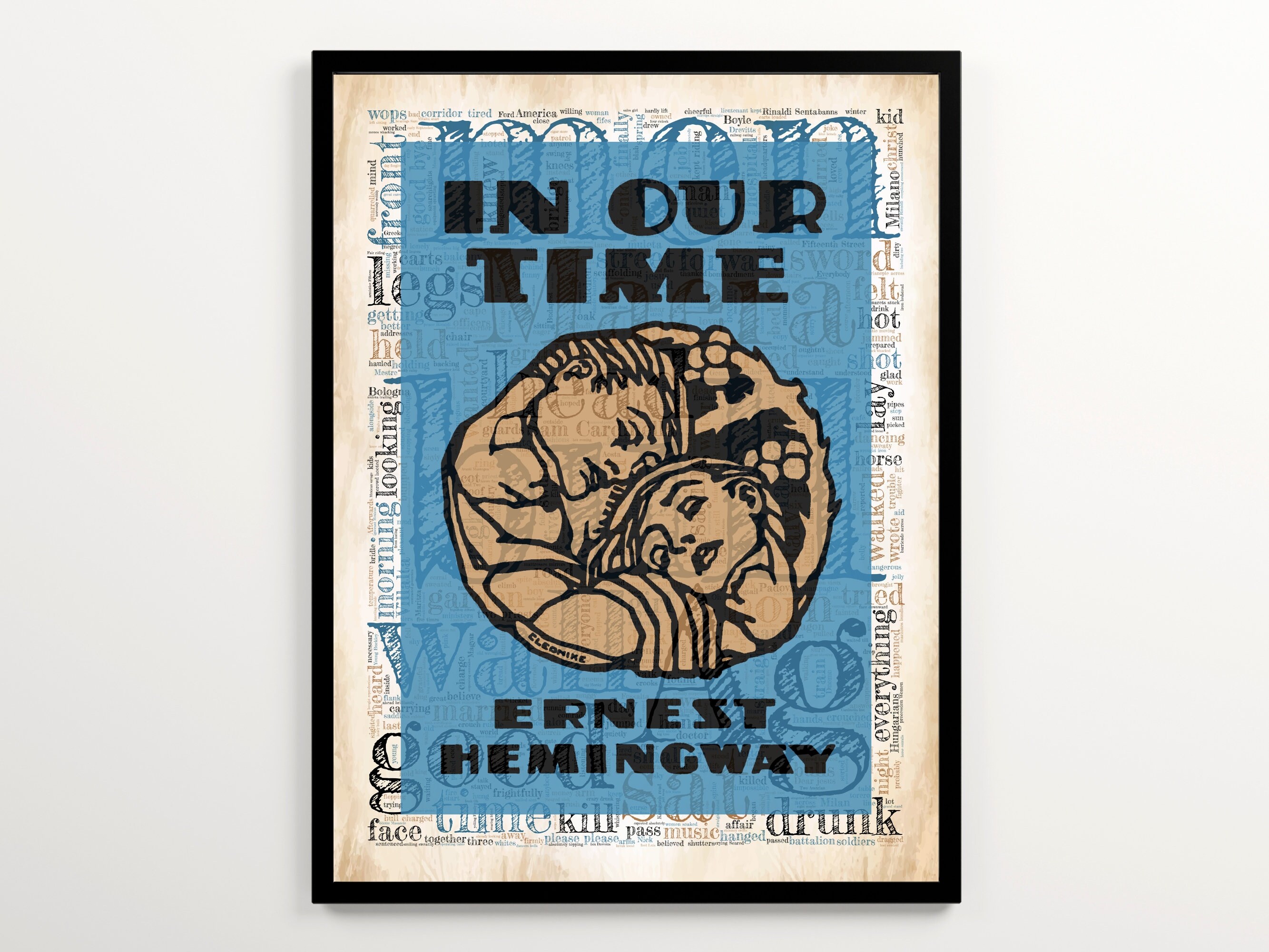 Ernest Hemingway in Our Time Book Cover Art With 2000 Words of the Book ...
