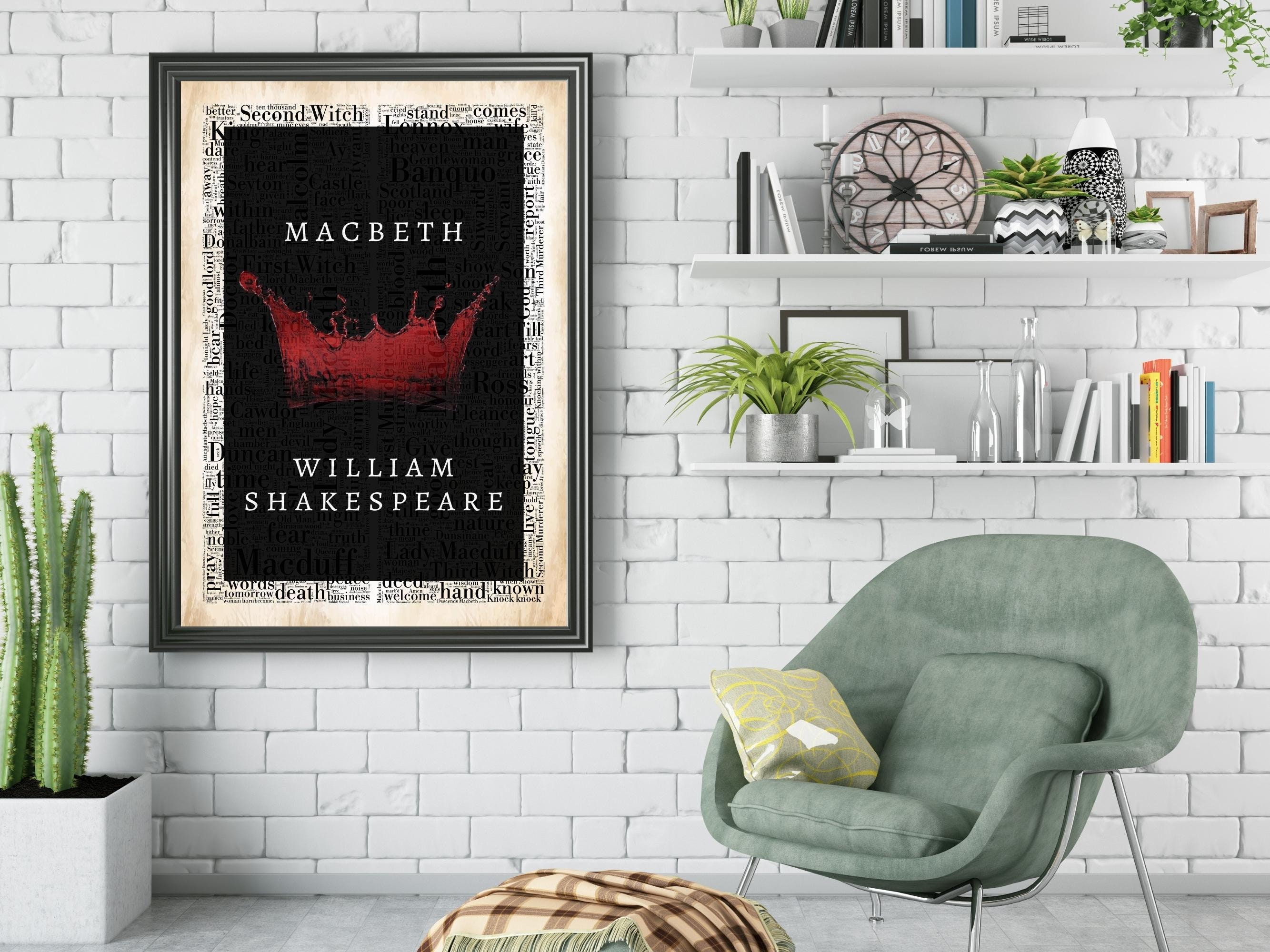 Macbeth Book Cover Art Featuring 2000 Words of the Book, Macbeth Word ...
