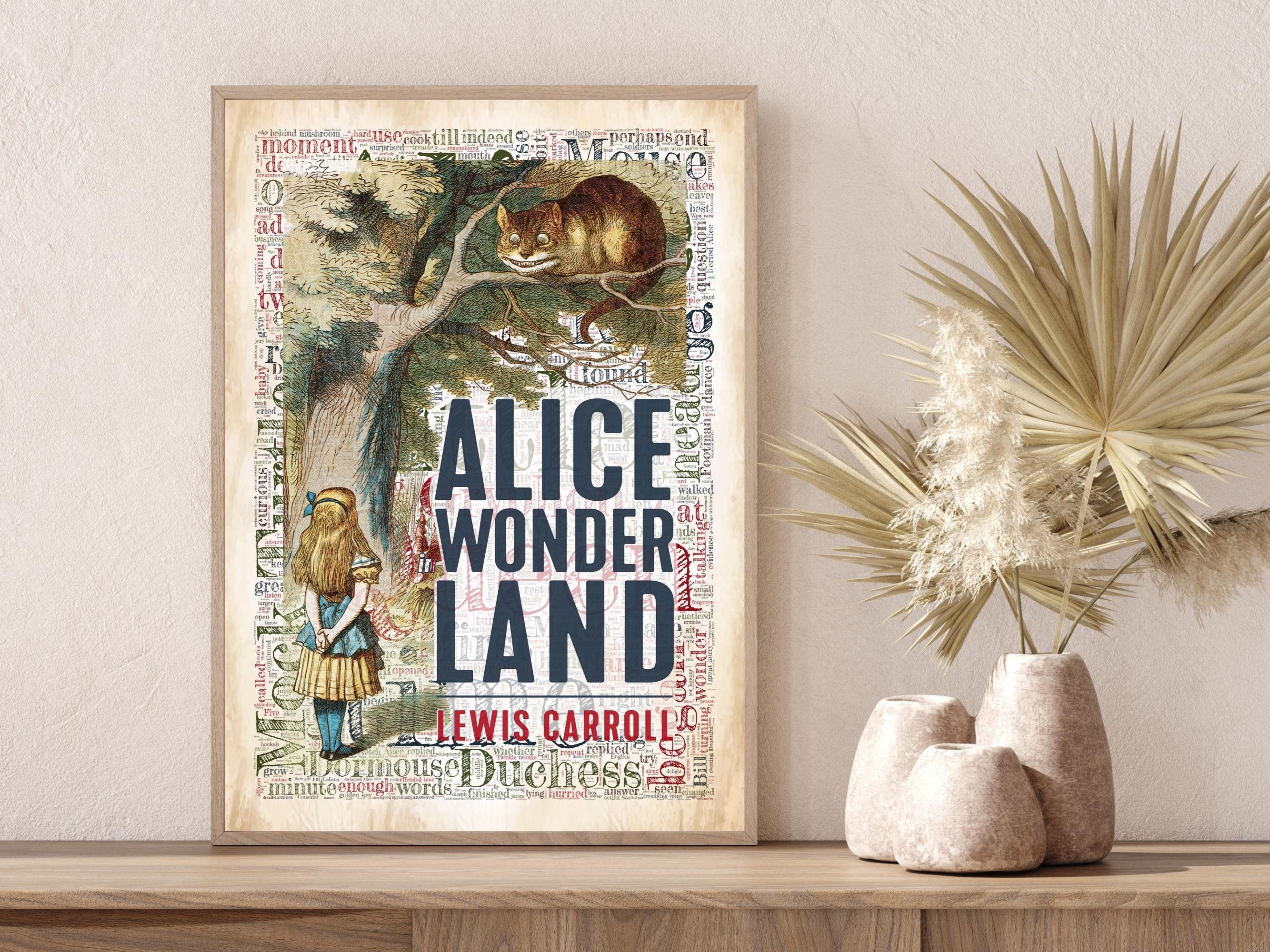 Alice in Wonderland Book Cover on a Vintage Word Cloud Featuring the ...
