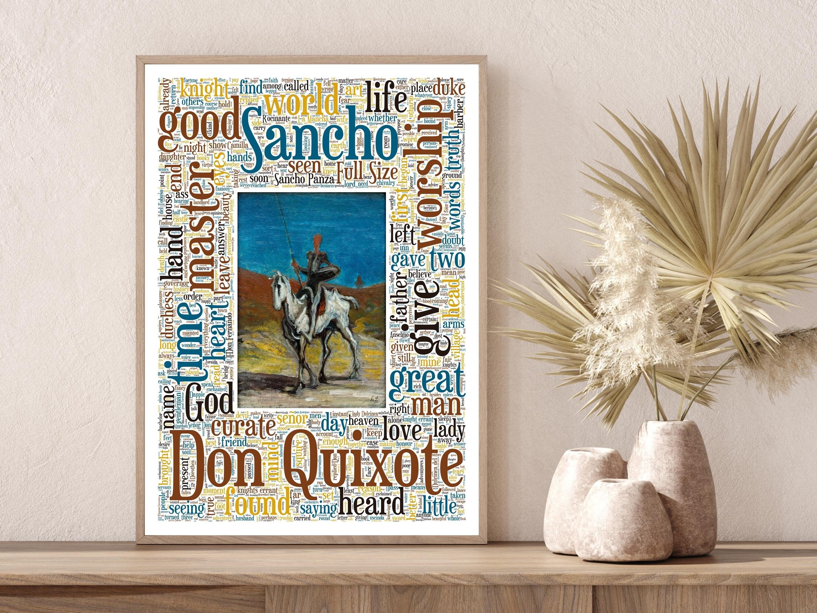 Don Quixote Word Cloud Art, Miguel De Cervantes Poster, Library Wall ...