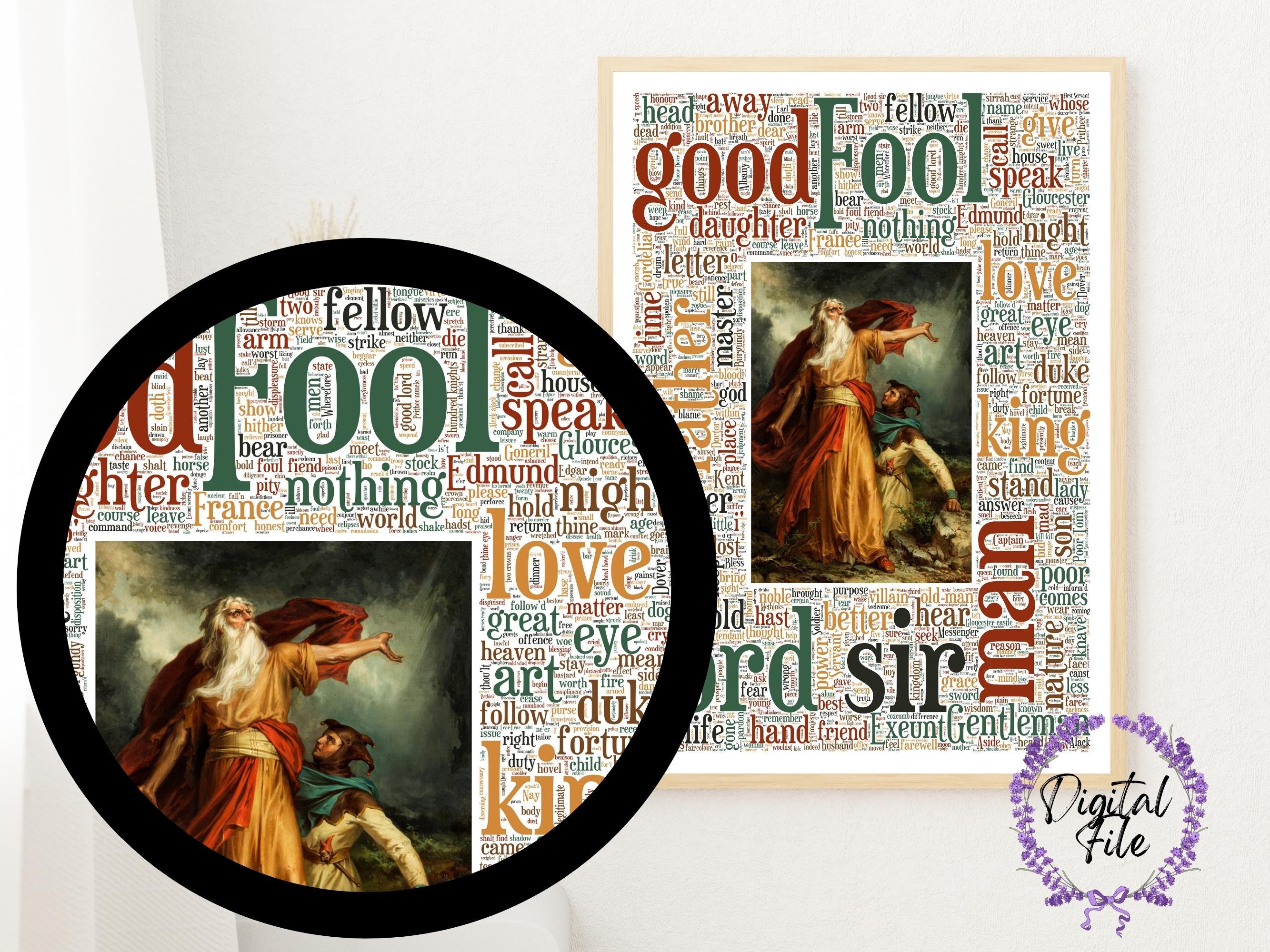 Shakespeare's King Lear Literary Poster Featuring 2000 Most Frequent ...