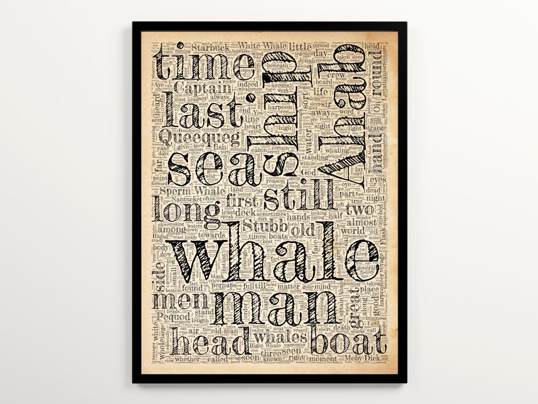 Herman Melville's Moby-dick Literary Word Cloud, 2000 Most Frequent ...